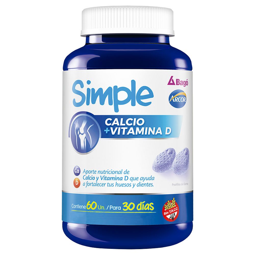 Simple Calcio + Vitamina D En Frasco X 60 Pastillas De Goma - Farmacia ... Simple Calcio + Vitamina D En Frasco X 60 Pastillas De Goma - Farmacia ...
