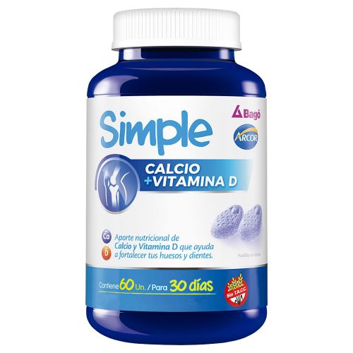 Simple Calcio + Vitamina D En Frasco X 60 Pastillas De Goma - Farmacia ...