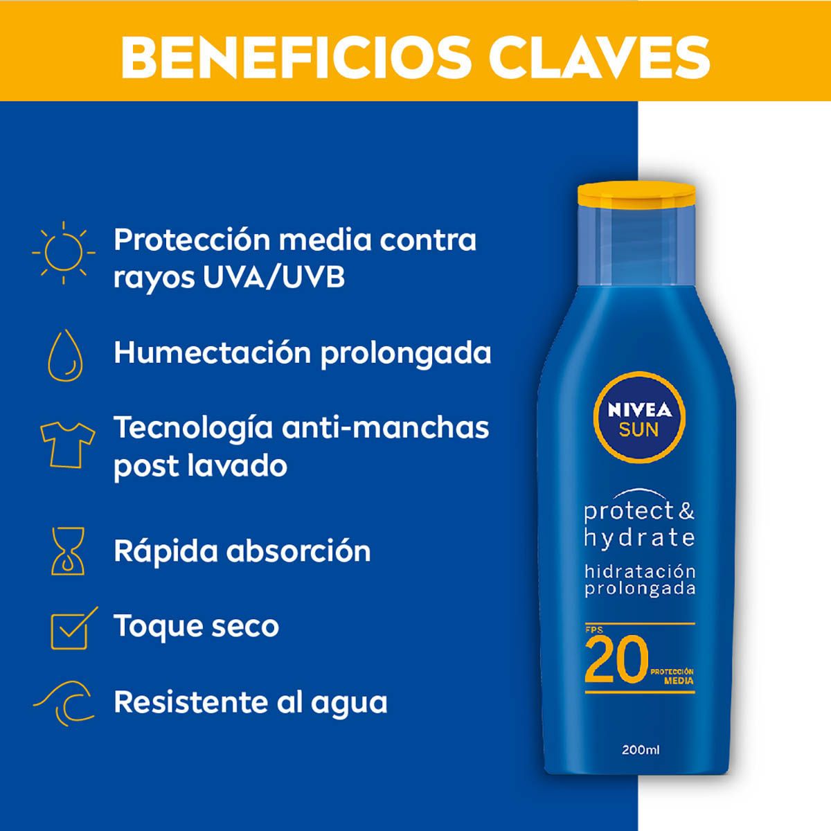 Nivea Sun Protect & Hydrate Protector Solar Fps20 Humectante Loción X ...