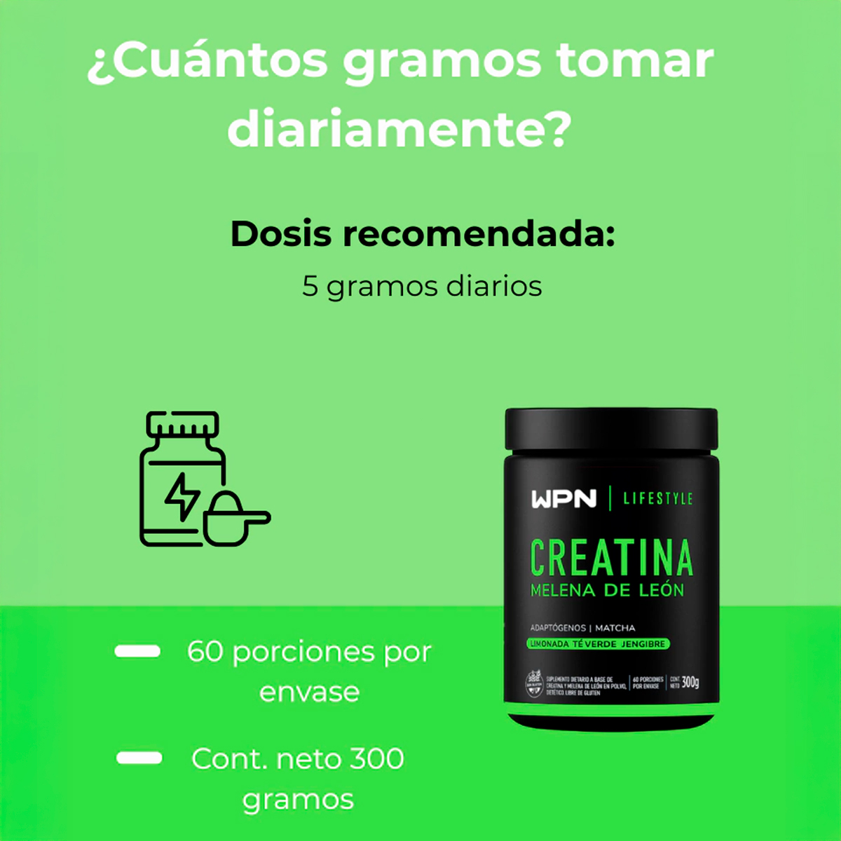 Pack 2 Wpn Lifestyle Creatina Melena De León Polvo Sabor Limonada X 300 ...
