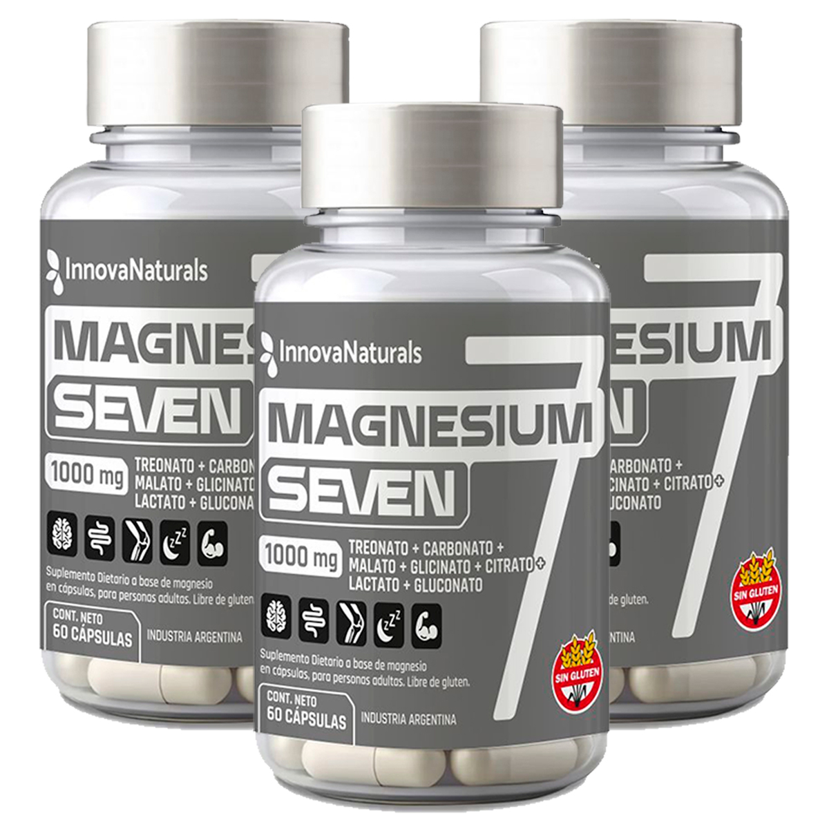 Pack 3 Innovanaturals Magnesium Seven 7 En 1 Suplemento X 60 Cápsulas ...