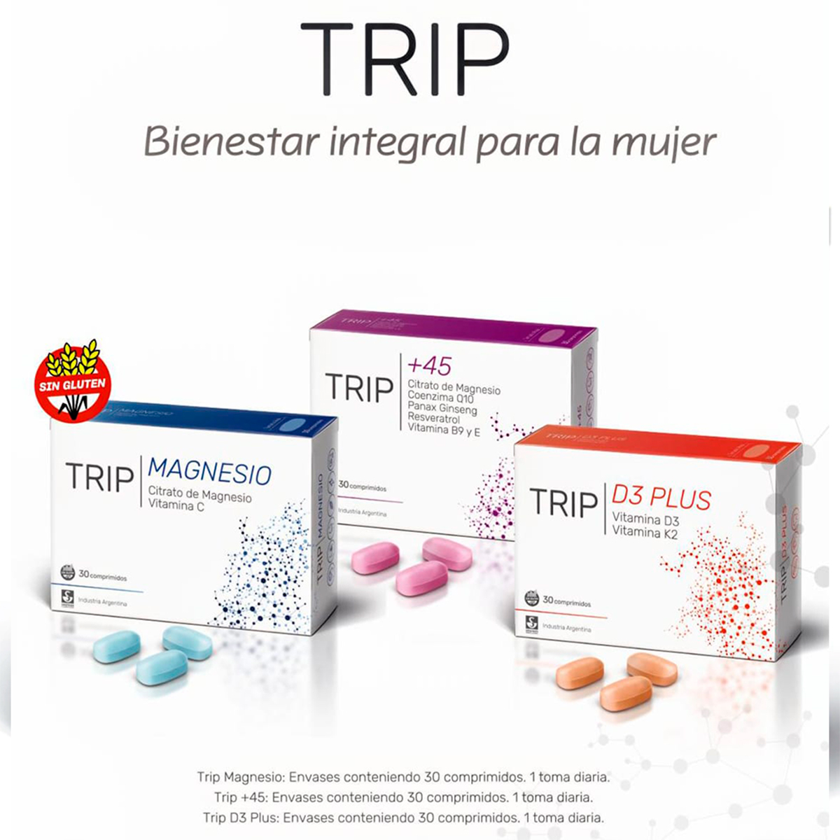 Pack 2 Trip Magnesio Suplemento Dietario Descanso Y Memoria X 30 ...