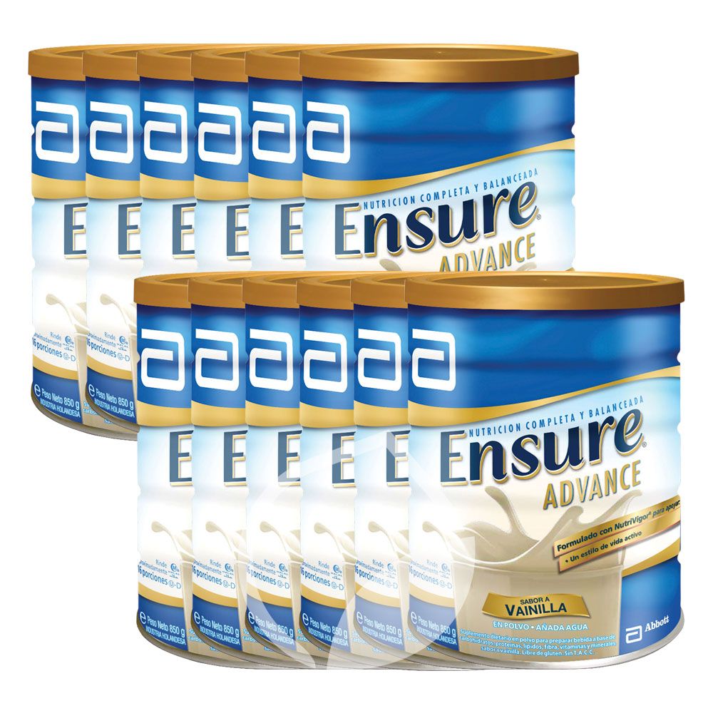 Pack 12 ensure advance polvo sabor vainilla x 850 gramos - Farmacia ...